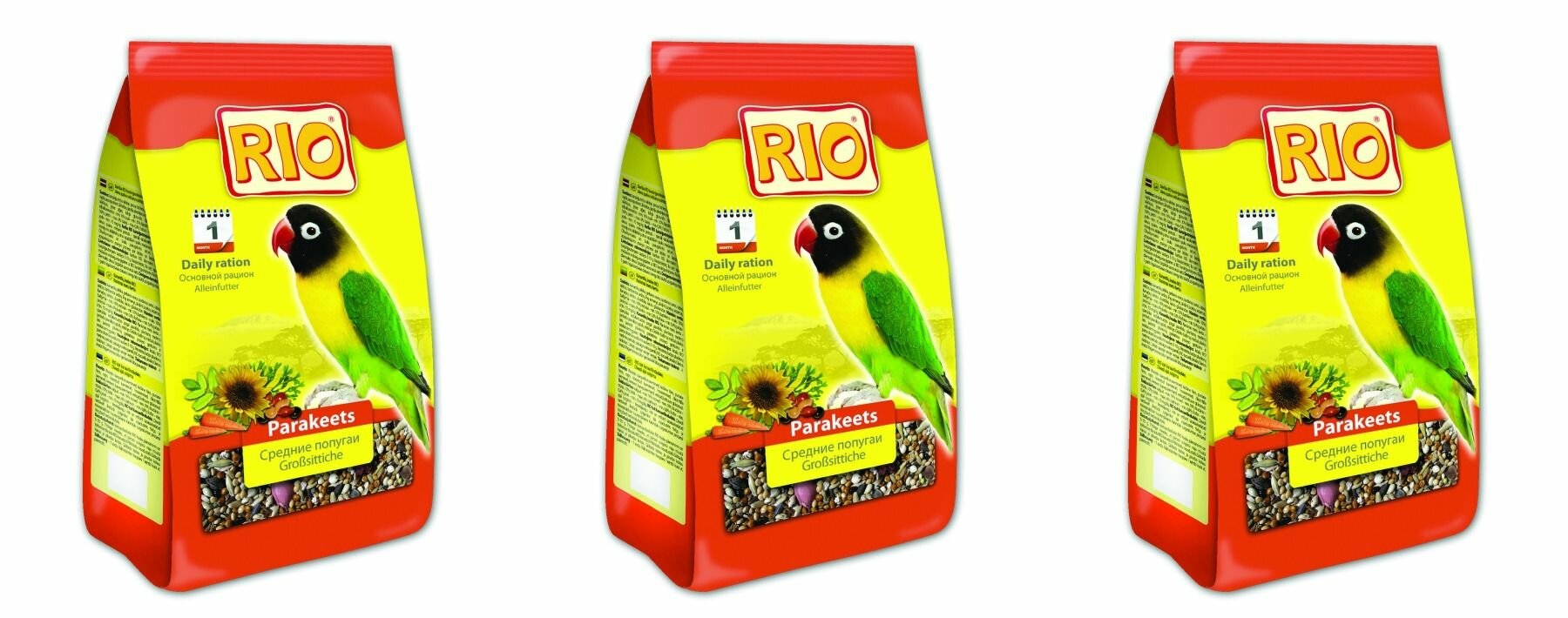 RIO Корм для средних попугаев основной, 1000 г, 3 шт