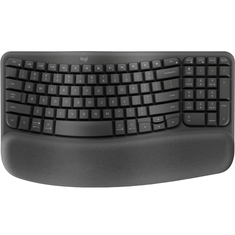Logitech Wave Keys, черный, беспроводная клавиатура офисная