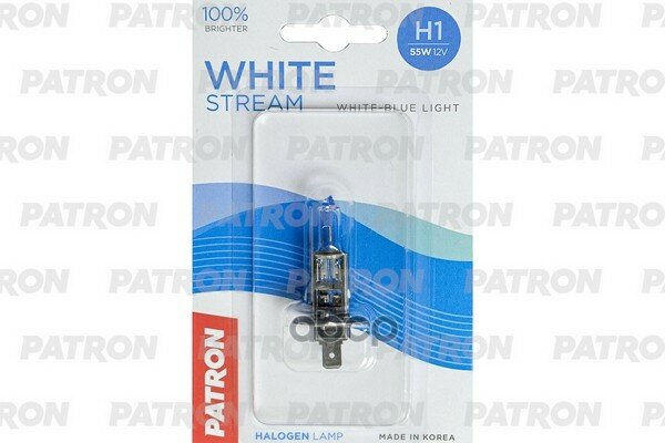 Лампа галогенная блистер 1шт H1 12V 55W 3800K P14.5s White Stream (+100% яркости, яркий белый свет, +50м светового потока) Сд.
