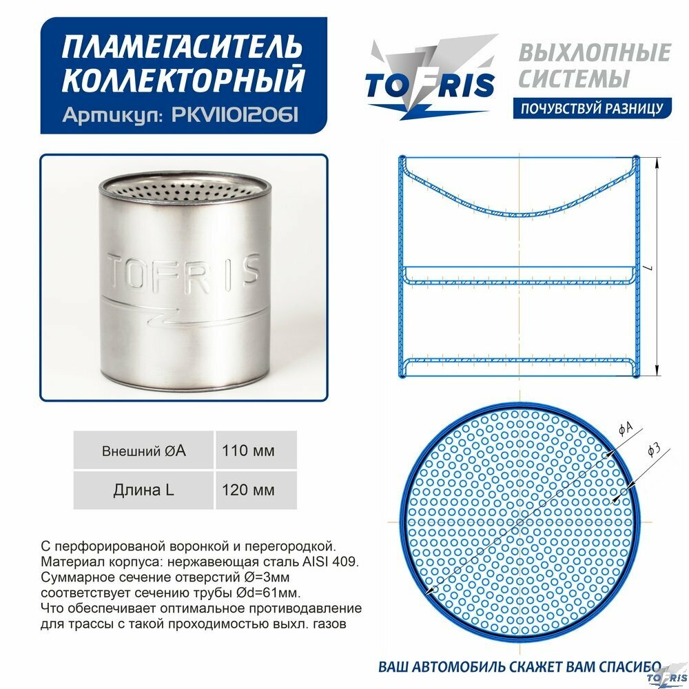 Пламегаситель 110x120 секционный для 61 трубы воронкообразный