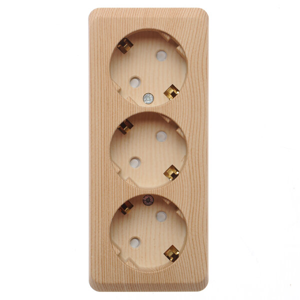 Розетка Этюд Дача PA16-012D "евр" тройная о/п со шторками "сосна" Schneider Electric