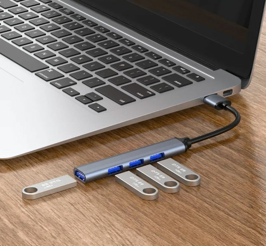 Кабель для компьютерной периферии USB 3.0 Type-A/USB Type-C, 0.19 м, серебристый