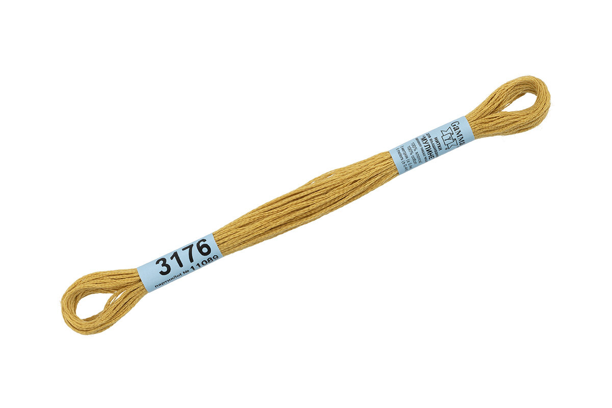 Мулине GAMMA нитки для вышивания 8м. 3176 оливковый, 1 штука.