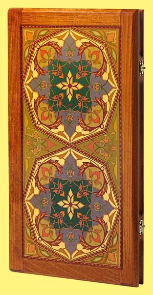 Нарды Минарет (светлая рамка, прямые, средние, с домом для фишек)