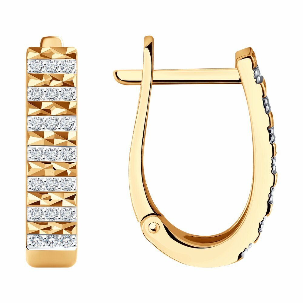 Серьги, красное золото, 585 проба, бриллиант