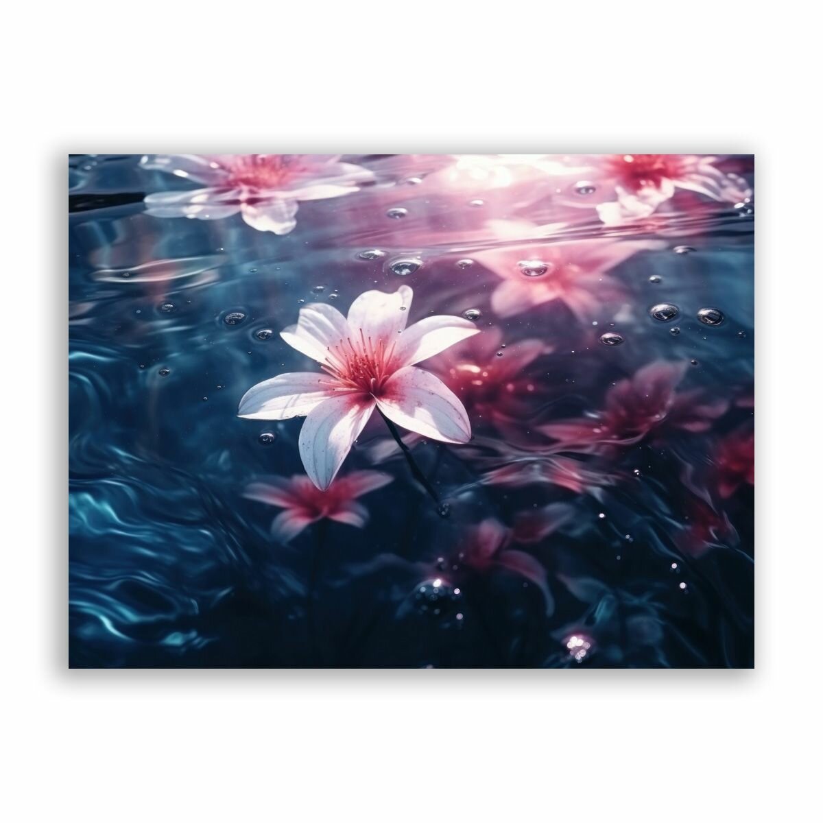 Постер, плакат на бумаге / Цветы и вода / Размер 30 x 40 см
