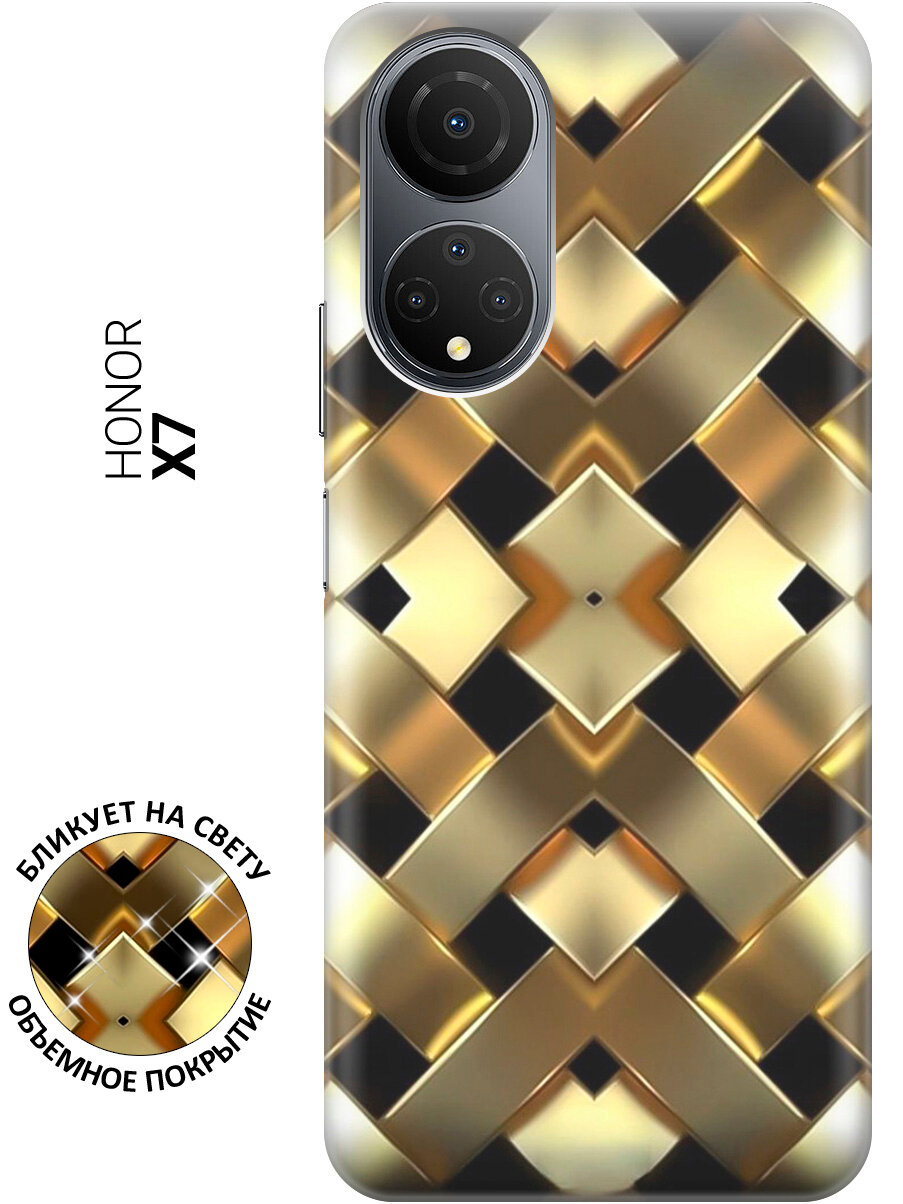 Силиконовый чехол на Honor X7 / Хонор Х7 с рисунком "Плетение золота"