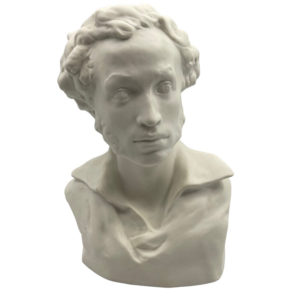 Бисквитный бюст "А. С. Пушкин" 1960-1970 гг. Автор Корсиков А. Д, ЛФЗ, СССР