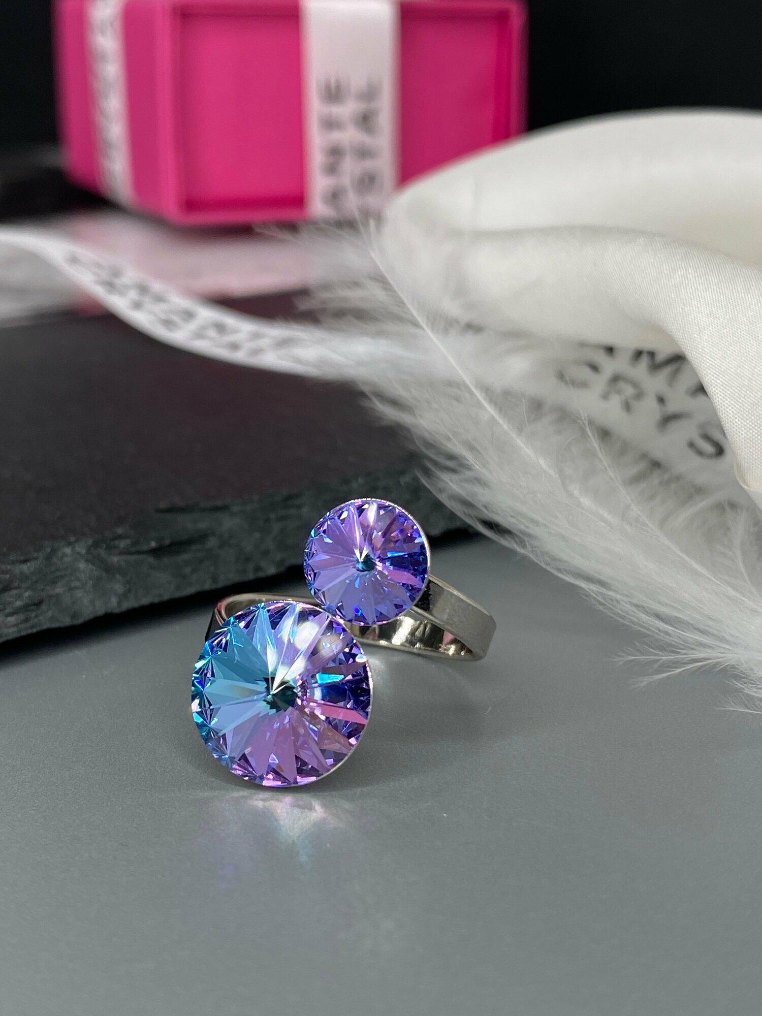 Кольцо, кристаллы Swarovski