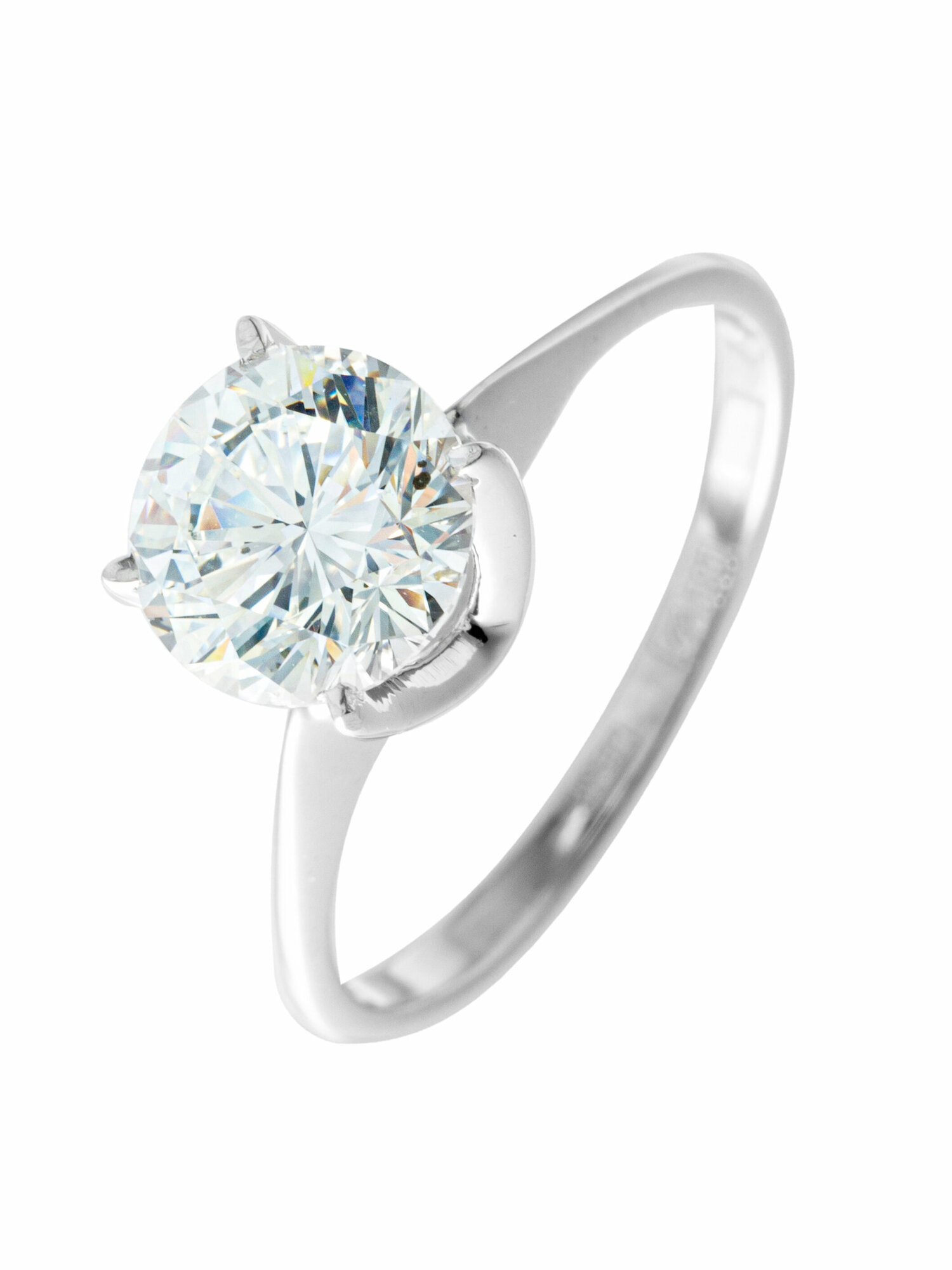 Кольцо помолвочное, белое золото, 585 проба, родирование, бриллиант