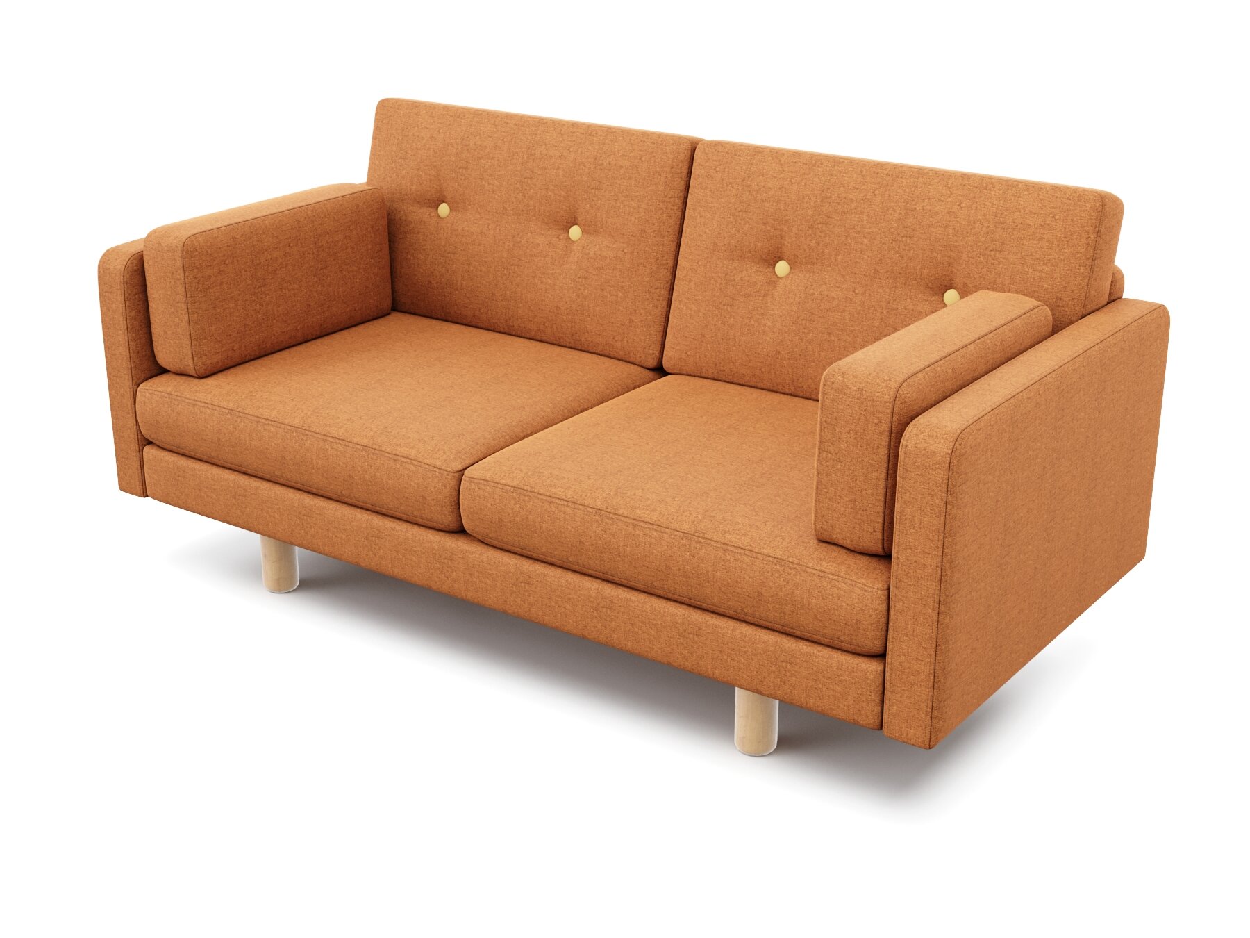 Мини диван Arsko Ингвар-М оранжевый, рогожка, двухместный, для кухни, в офис, в салон красоты, на ножках, скандинавский лофт