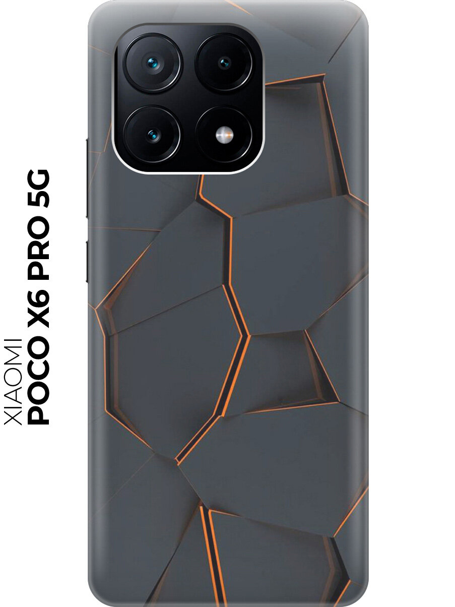 Силиконовый чехол на Xiaomi Poco X6 Pro 5G / Сяоми Поко Х6 Про 5г с рисунком "Графитовый излом"