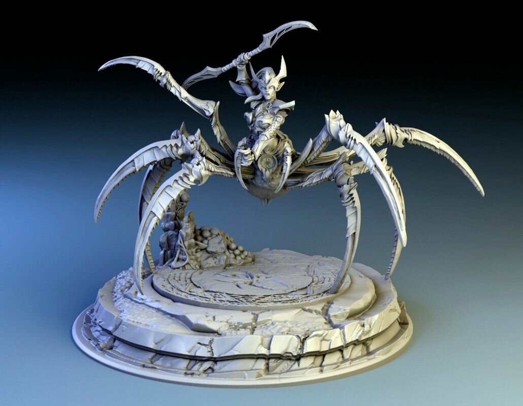 Королева Пауков Ллос, Драйдер, Дроу, Темный эльф миниатюра для DnD (ДнД) и других Настольных игр (НРИ, Варгеймов или РПГ), фентези тематика