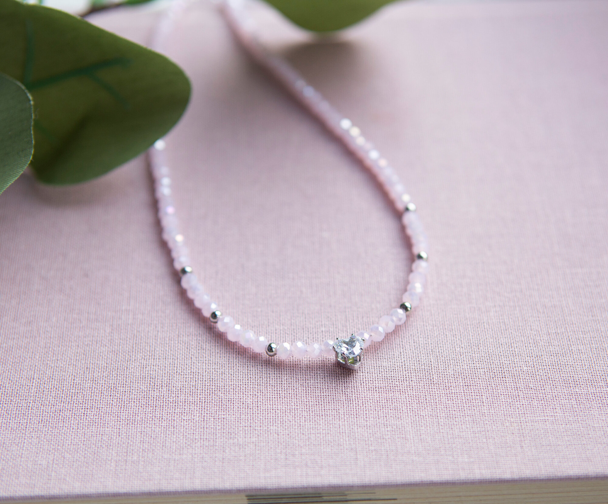 Колье, бисер, жемчуг имитация, шпинель