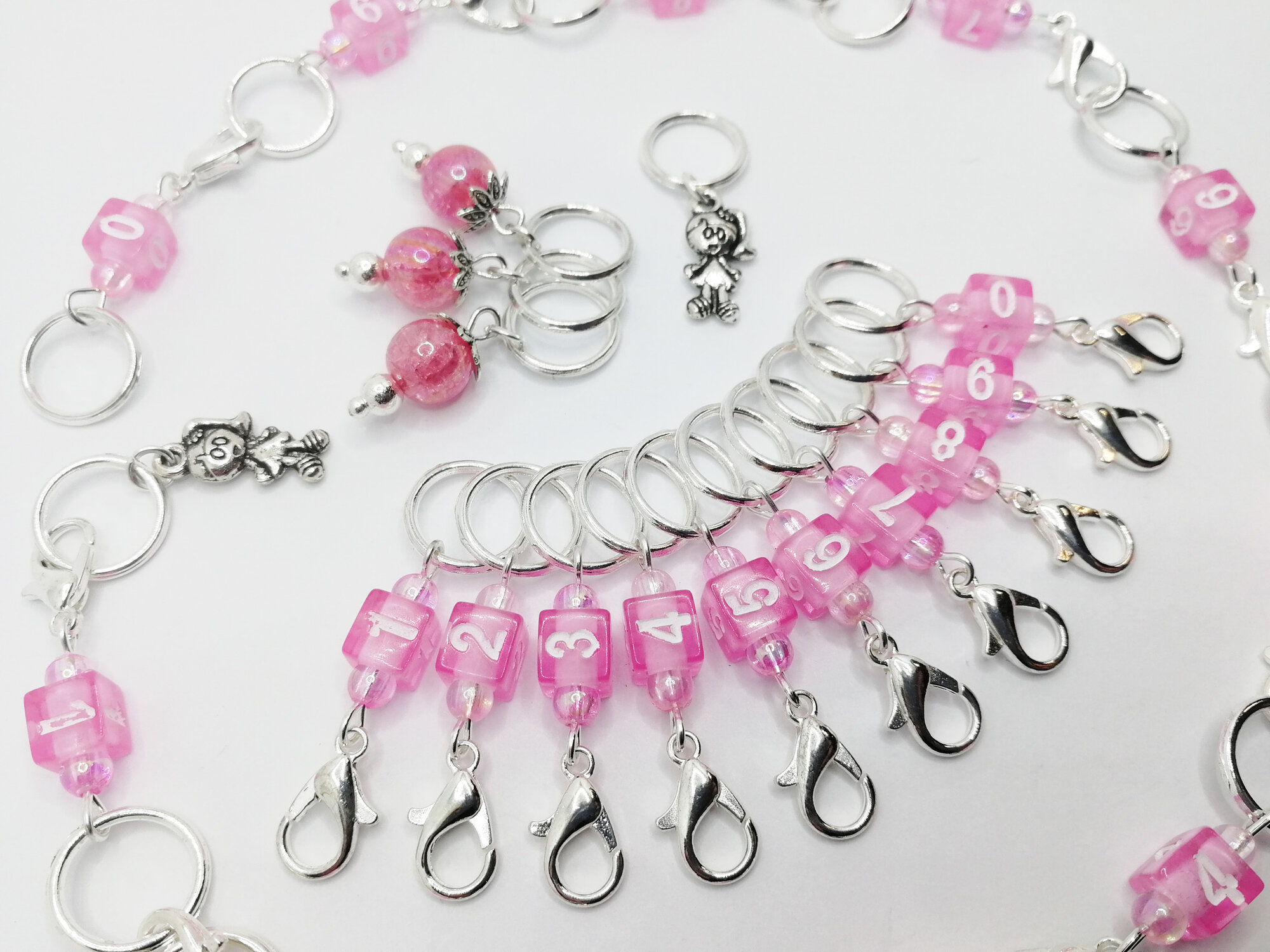 Маркеры для вязания, счётчик рядов "Монпансье 2" (10+4), 12мм, розовый