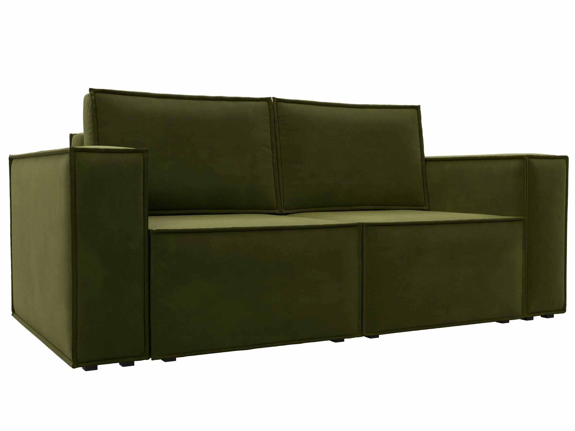 Диван прямой Куба мини, микровельвет, механизм раскладушка, зеленый, 180x108x94см. Хит Диванов