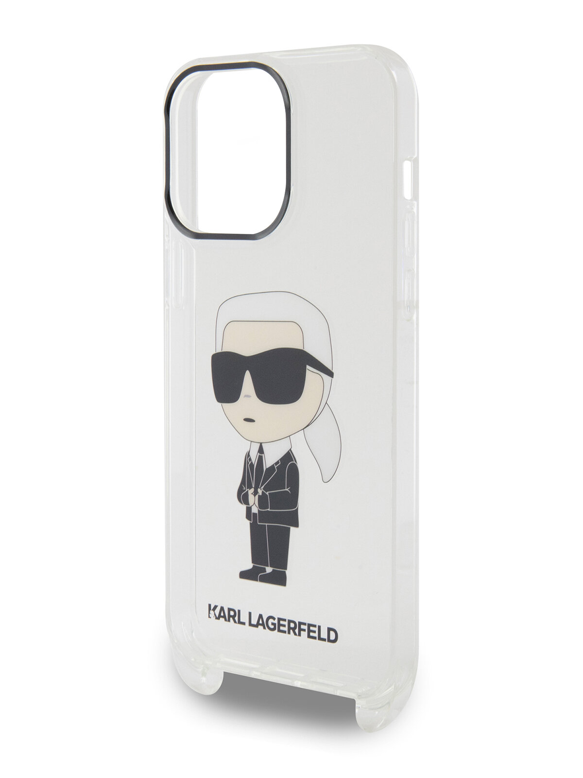 Lagerfeld для iPhone 15 Pro Max чехол Crossbody PC/TPU NFT Karl Ikonik + Big Strap Hard Transparent