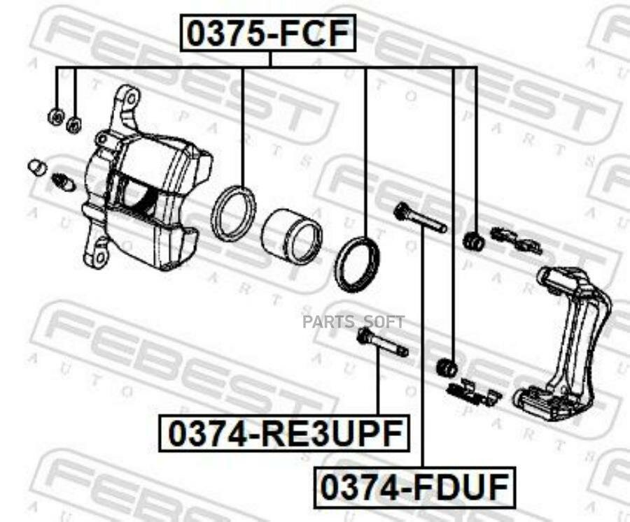0375FCF FEBEST Ремкомплект тормозного суппорта HONDA ACCORD IX 13- передн.