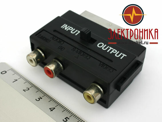 Переходник Скарт(M)(вход/выход)-RCA3(F) никел, DAYTON