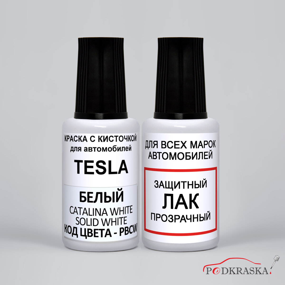 Автоэмаль для Tesla по коду- PBCW Белый, Catina White, Solid White, краска + лак