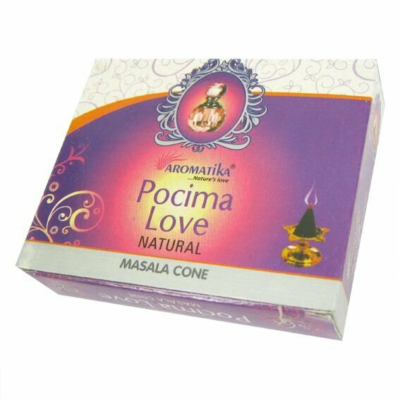 POCIMA LOVE Natural Masala Cone, Aromatika (любовь конусные благовония, Ароматика), уп. 25 г. + подставка.