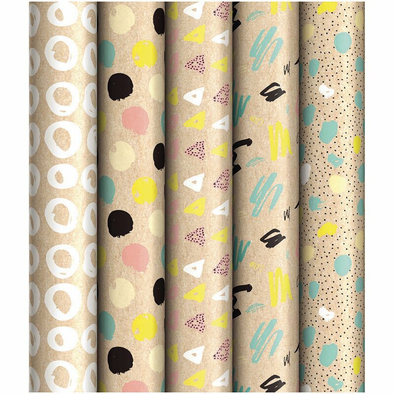 Упаковочная бумага крафт 70*100см, ArtSpace "Узоры", 70г/м2, 1 вариант из 5 дизайнов, 324394rf