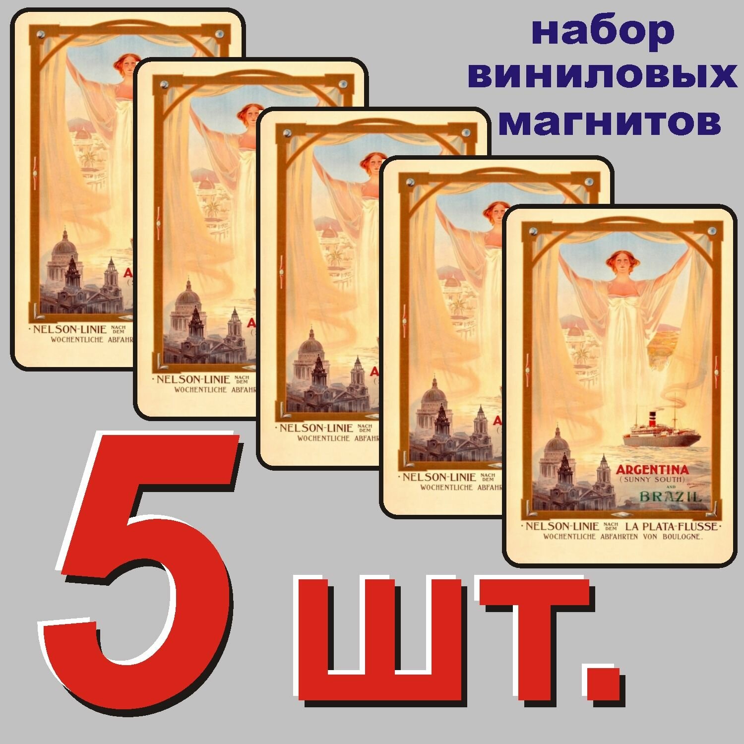 Магнит на холодильник "Аргентина" 5 шт.