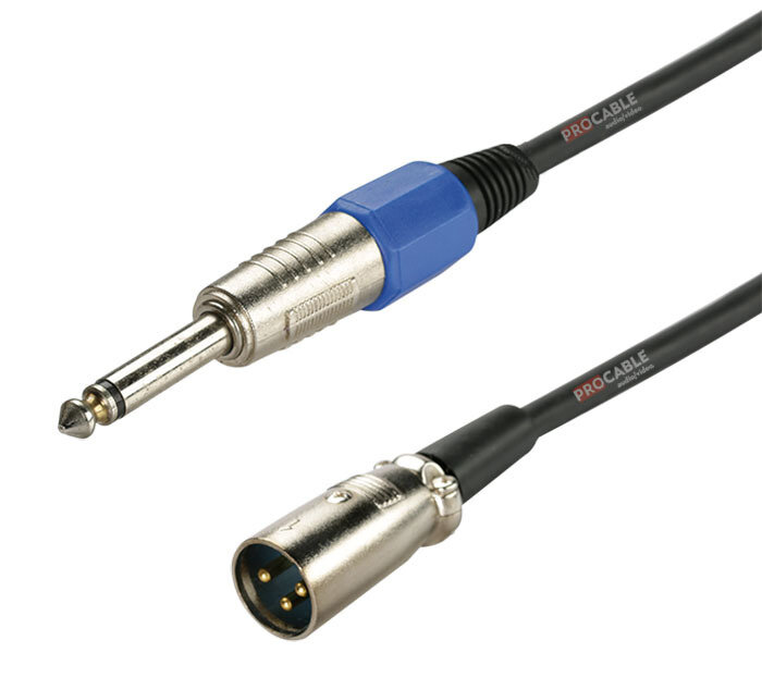 Аудиокабель микрофонный XLR штекер - 6.35мм штекер моно PRO-GOLD 3.0 метра.