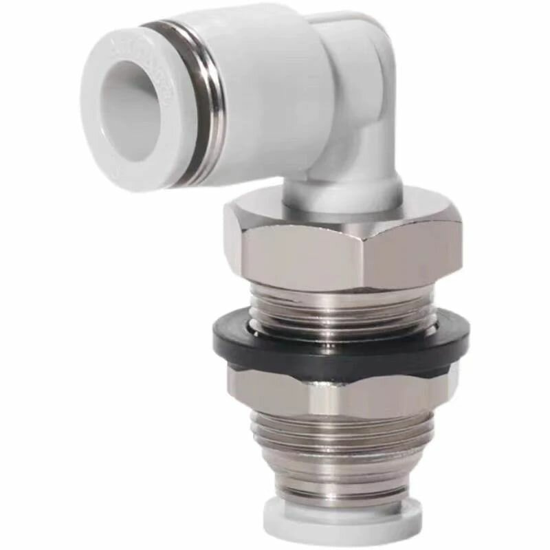 Фитинг проходной угловой Airtac PLM8 под трубку 8 мм для монтажа через стенку монтажной панели