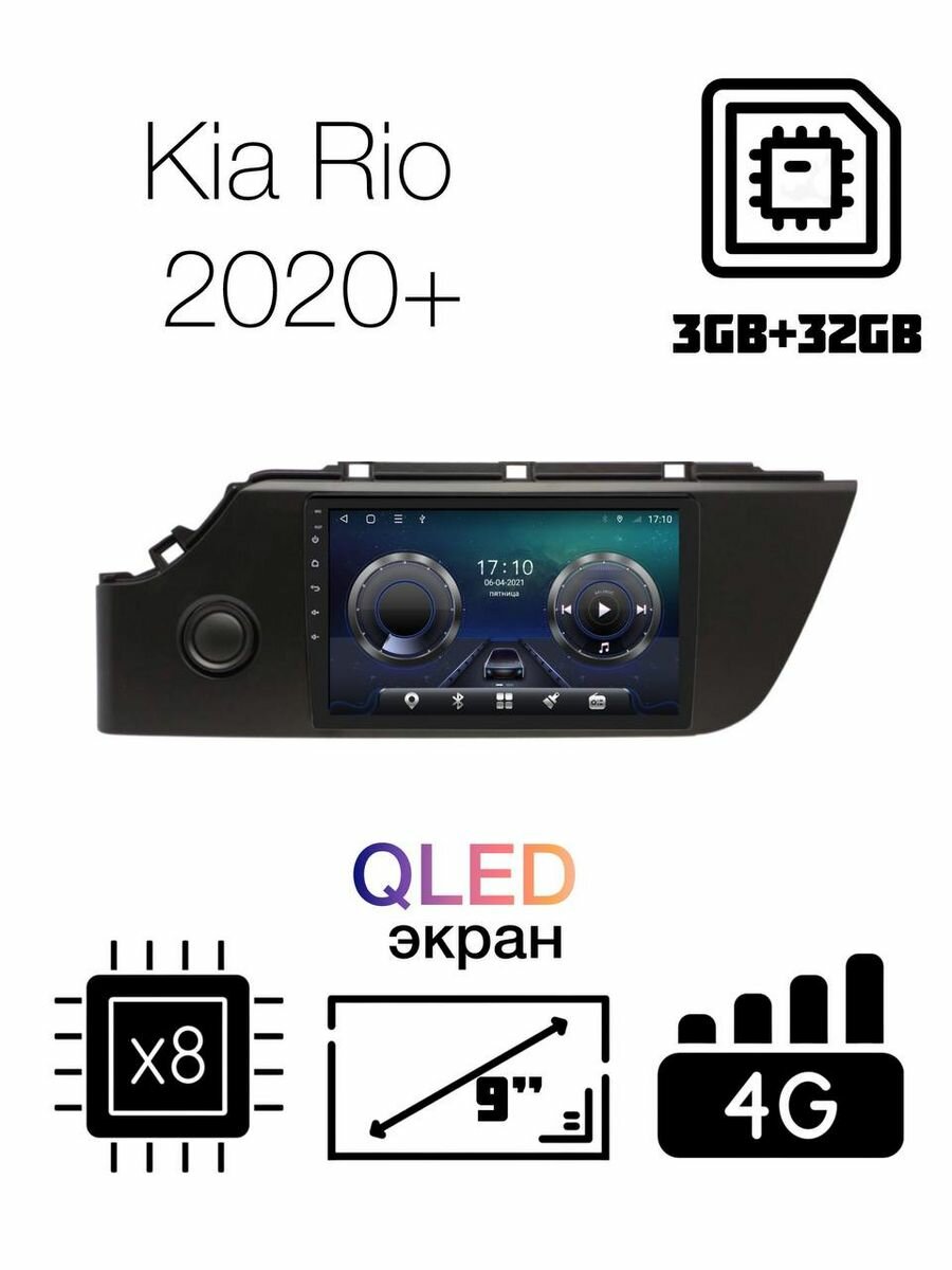 Автомагнитола для Kia Rio 2020+ 3GB+32GB