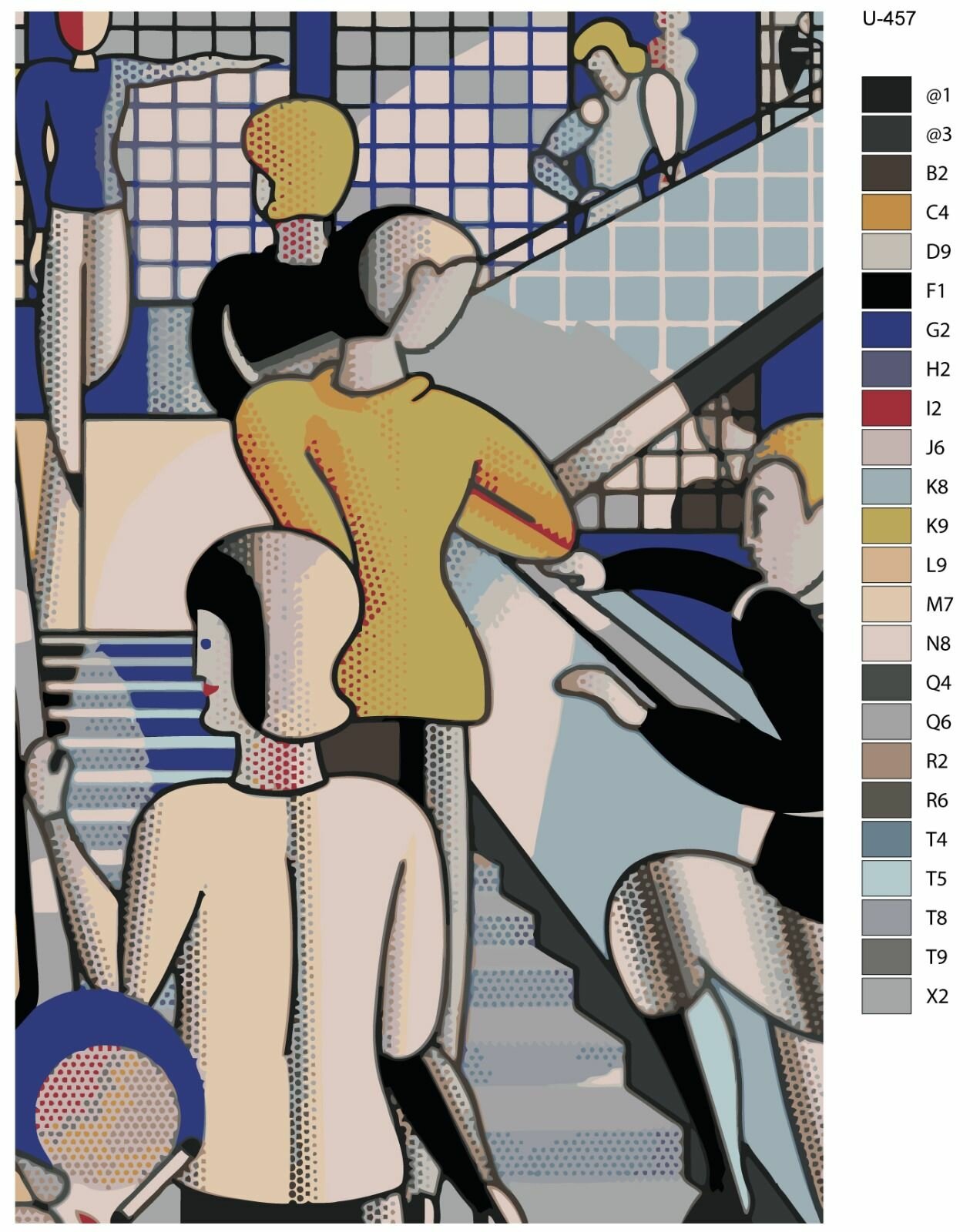 Картина по номерам U-457 "Художник Рой Лихтенштейн. Репродукция картины - Лестница в стиле Баухауз" 40x60 см