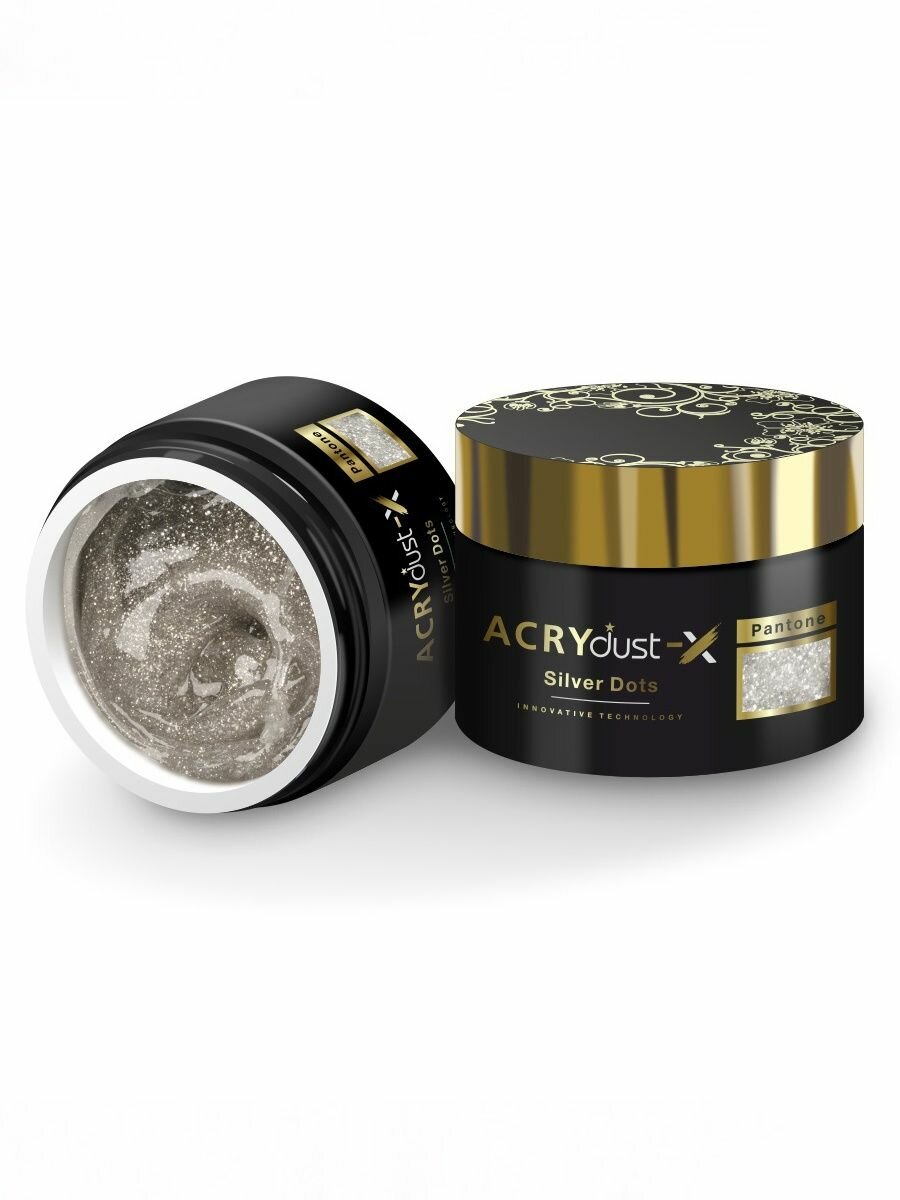 Акригель для ногтей с блёстки Nail Club ACRYDUST-X Silver Dots 30 мл.