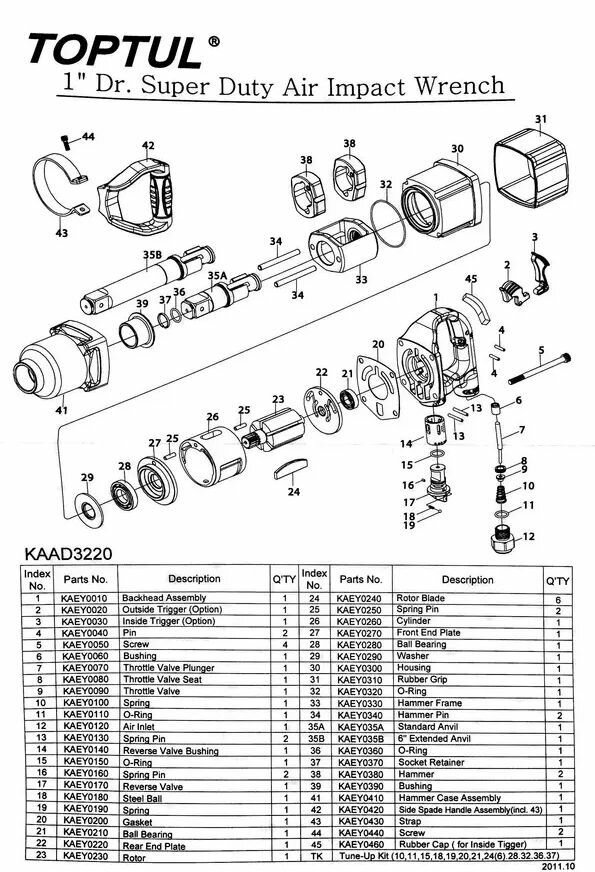 Муфта для гайковерта KAAD3220 артикул запчасти KAEY0390 TOPTUL