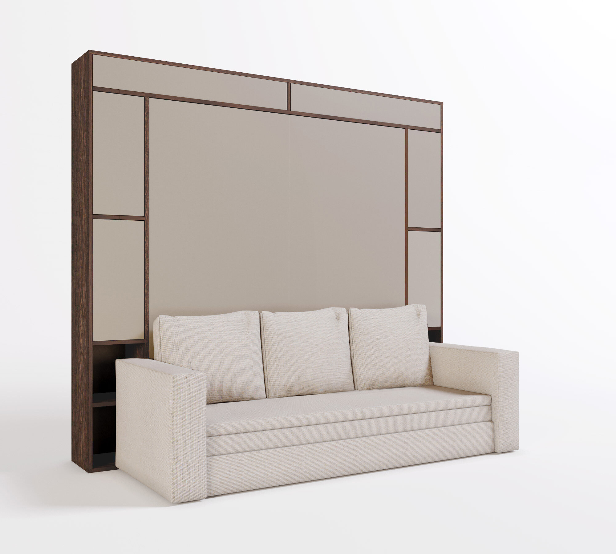 Шкаф кровать-трансформер с диваном Летто Гранде 1800 Форма с расширенными полками Космо