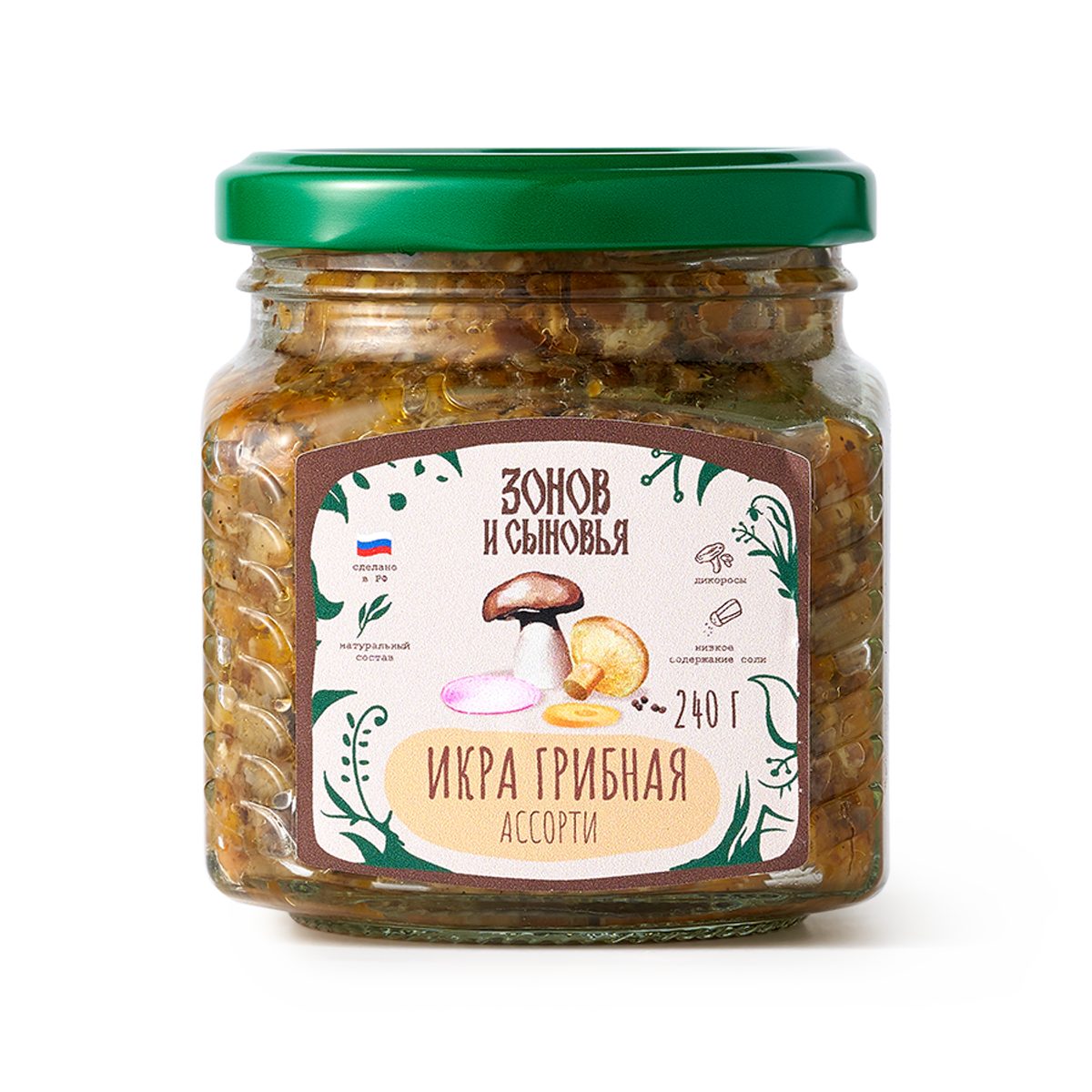 Икра грибная Зонов и Сыновья, ассорти, стеклянная банка, 240 г