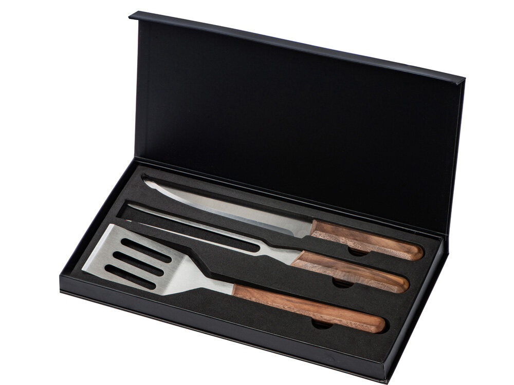 Набор для барбекю из ореха «Flank», цвет коричневый, серебристый