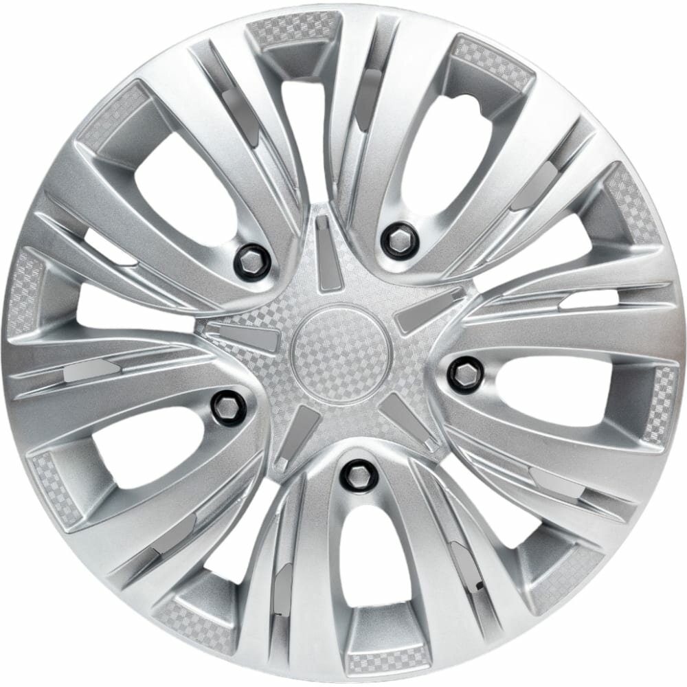 Колесные колпаки Airline 15 Лион серебристый, карбон, компл. 2 шт. AWCC-15-01, из прочного полистирола