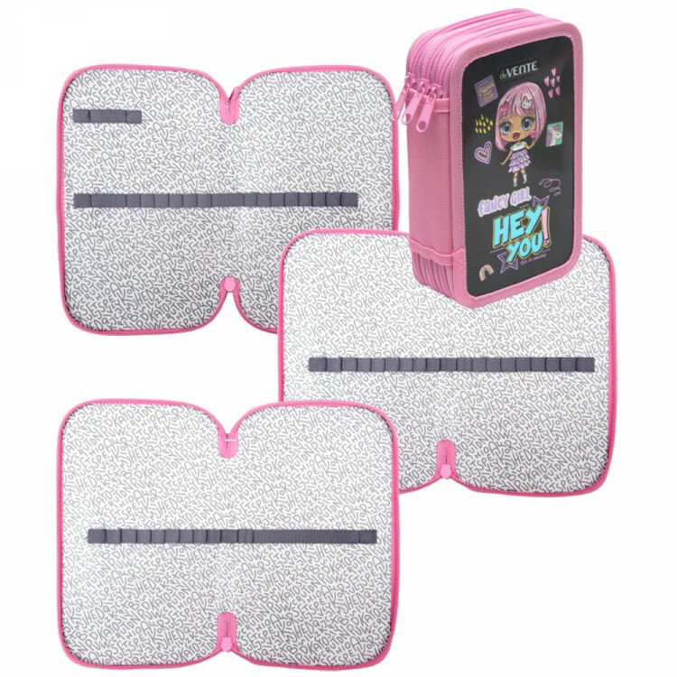 Пенал 3 отделения (deVente) 205х120мм Fancy Girl конгревное тиснение арт.7013406