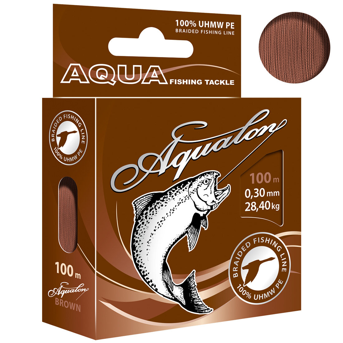 Плетеный шнур AQUA AQUALON 100m (brown) d 0,30mm