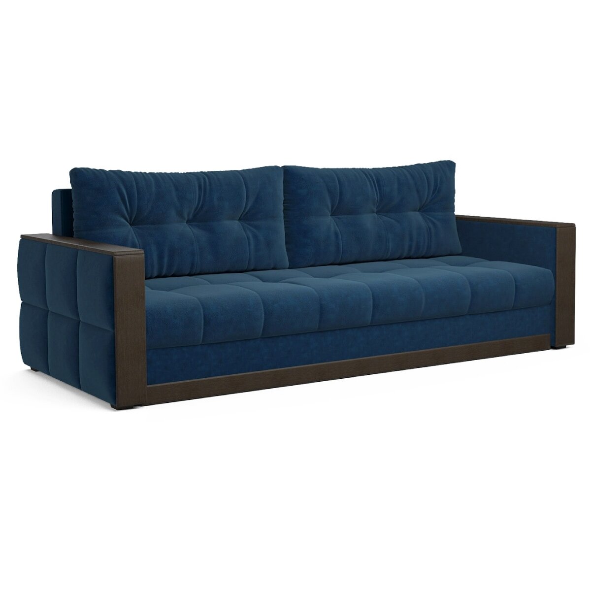 Диван Сток Диванов Данте, темно-синий велюр, механизм еврокнижка, с ящиком для хранения