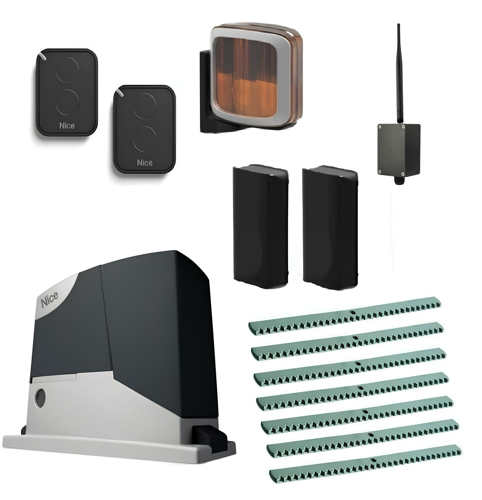 Автоматика для откатных ворот RD400KCE FULL7-K-BT, комплект: привод, 2 пульта, Bluetooth-модуль, фотоэлементы, лампа, 7 реек