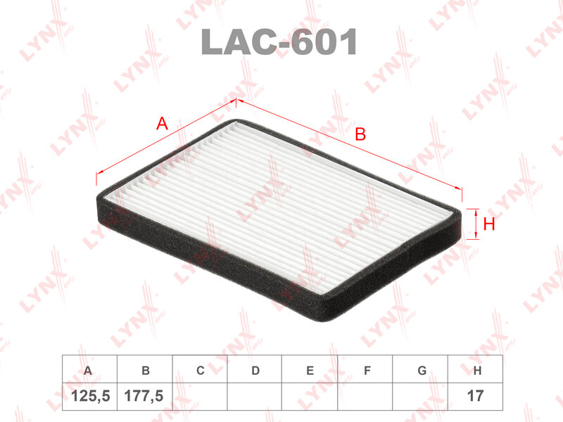 Фильтр салонный LYNXauto LAC-601. Для: DAIHATSU Hijet 99>