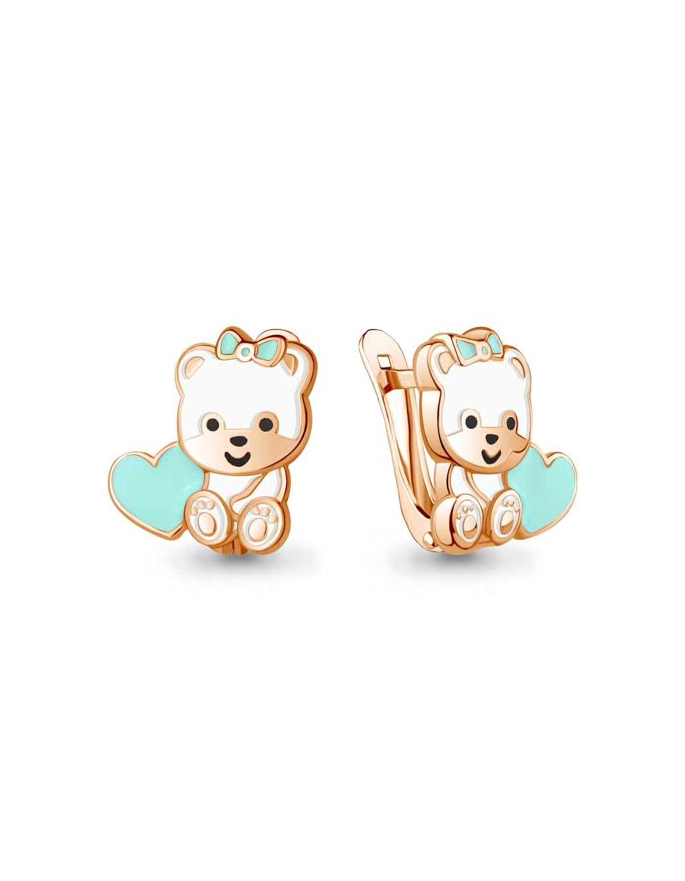 Серьги, серебро, 925 проба, золочение, эмаль