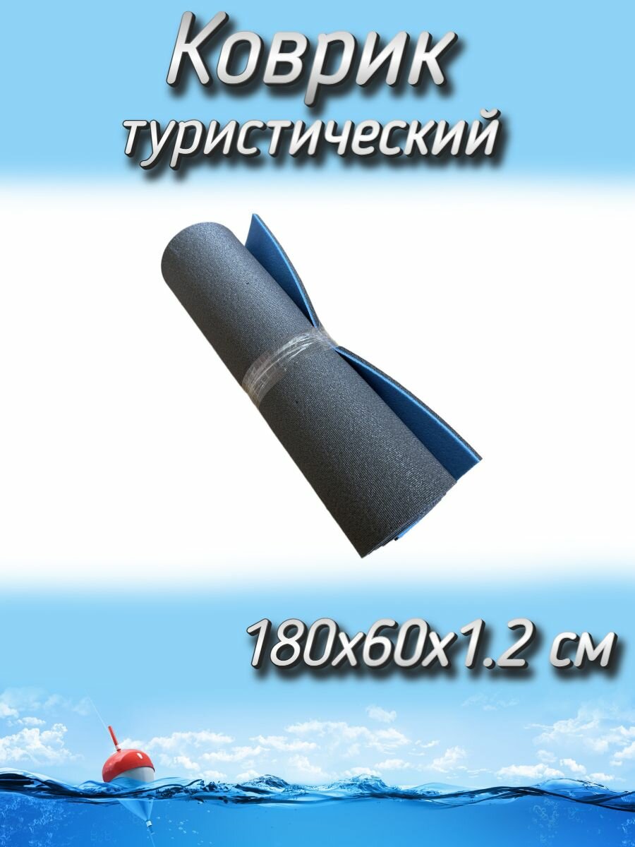 Коврик туристический 2 слоя, размер 180х60х1.2 см, синий