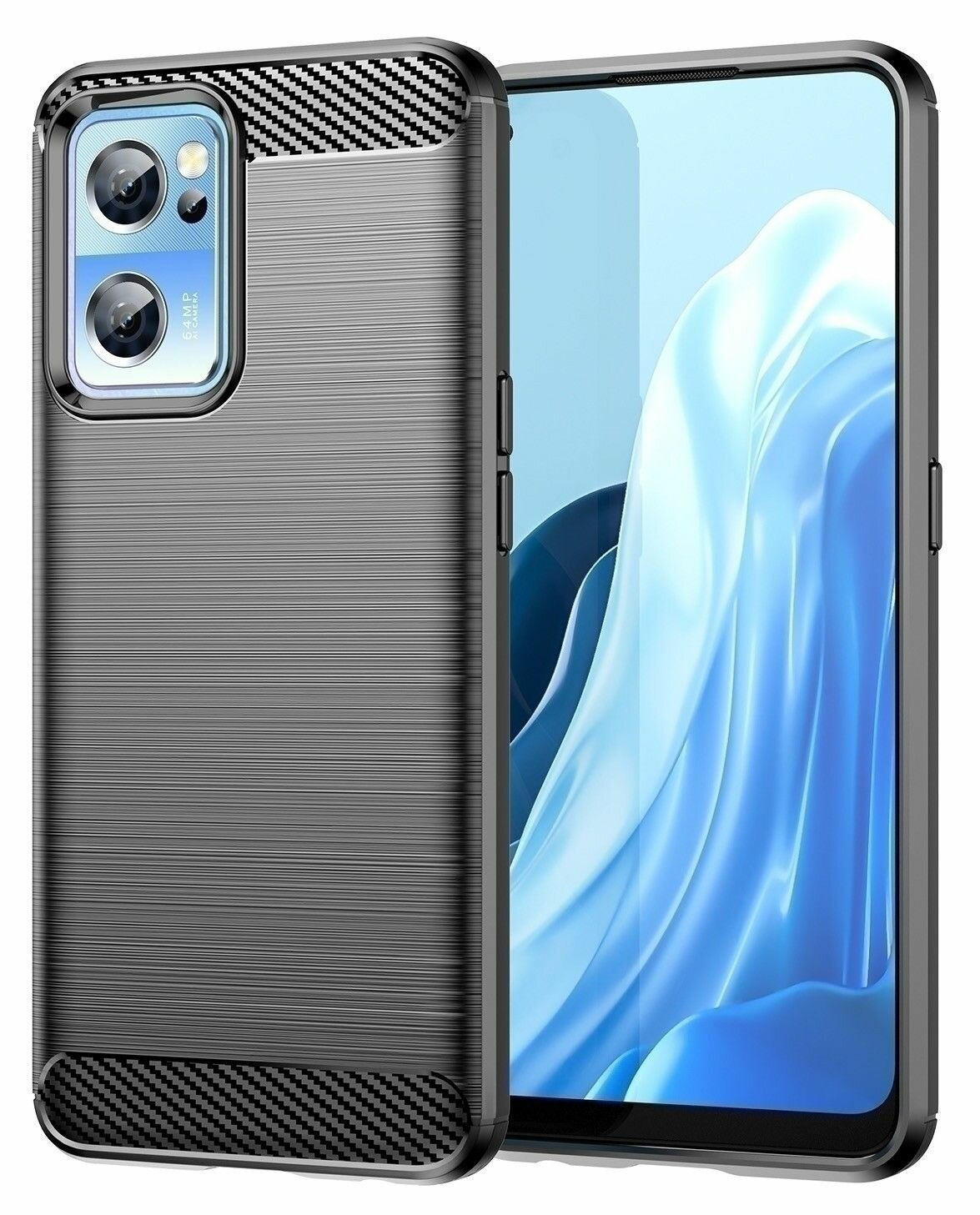 Чехол для OnePlus Nord CE 2 5G силиконовый карбон сталь чёрный