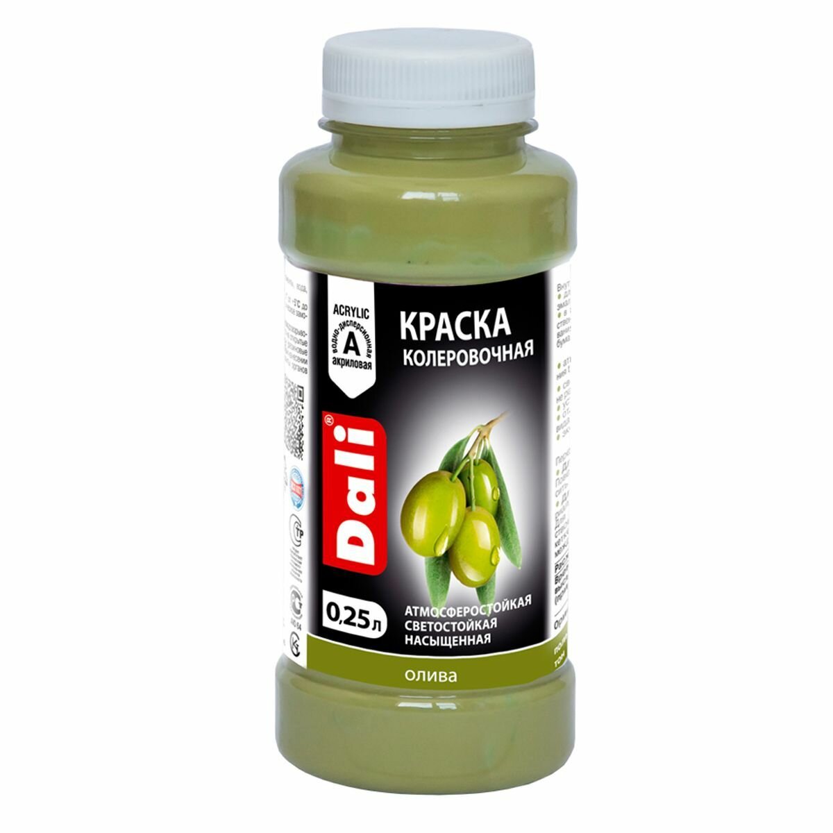 Краска акриловая, колеровочная Dali (0,25л), олива
