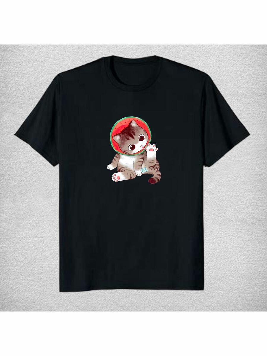 Футболка кот с арбузом