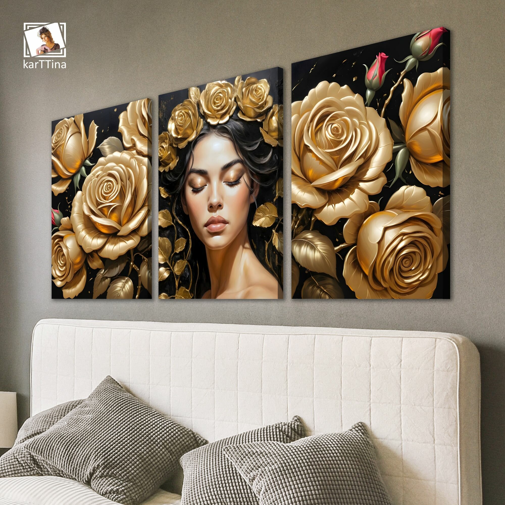 Картина на стену, интерьерная "Золотой венец", 150 см х 70 см