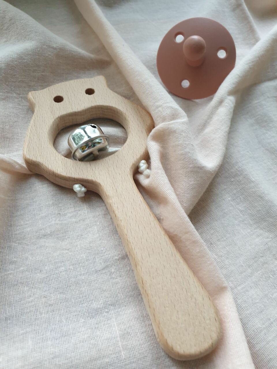 Деревянная погремушка сова детская / Развивающие деревянные игрушки и грызунки для новорожденных