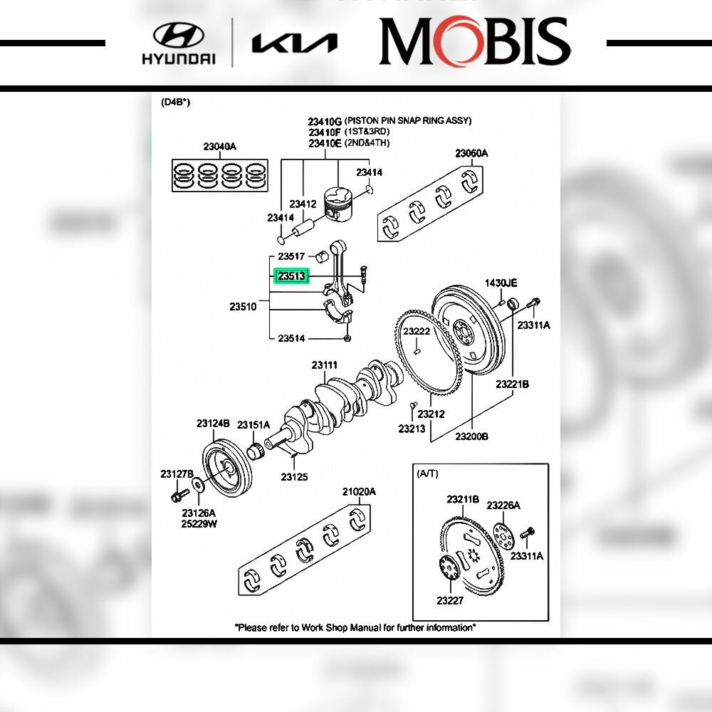 Болт шатуна 4 шт. для Hyundai H1 Grand Starex 1997-, H100 Porter 1993-, HD 45-78 / арт. 2351342000 / бренд MOBIS